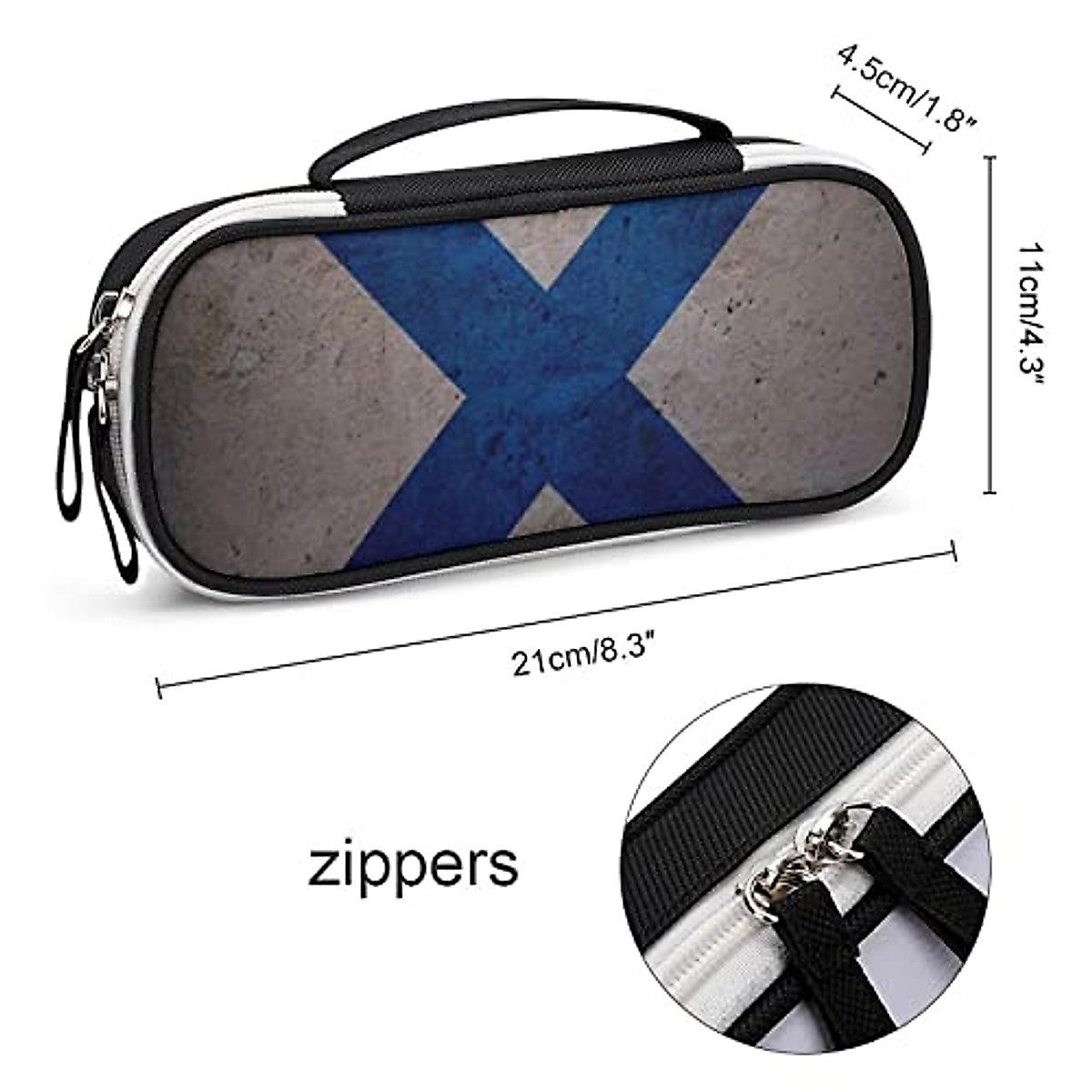 Vintage Flag of Scotland Printed Pencil Case Bag Stationery Pouch with Handle Portable Makeup Bag Desk Organizer