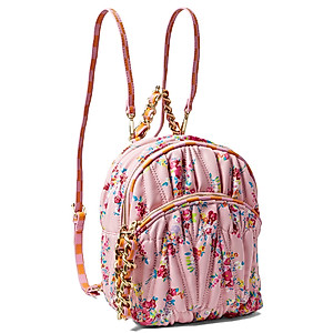 Betsey Johnson Women's Quilted Midi Backpack, Pink Floral, One Size