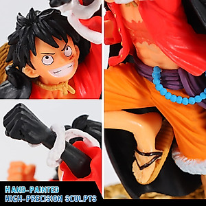 KEFULDA One Piece Luffy Action Figure Set with Flag for Anime Fans