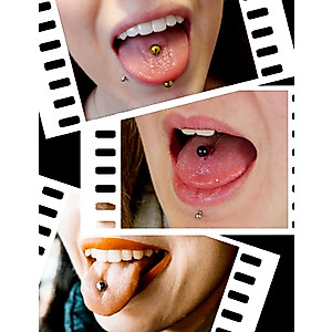 Oufksiyy 24pc 14G 16G Mixed color surgical Stainless Steel Straight Barbell Tongue Rings Bars Piercing 5/8" Length 16mm 9/16 inch 14mm 1/2inch 12mm Nipple RIngs Tongue Piercing Jewelry For Women Men