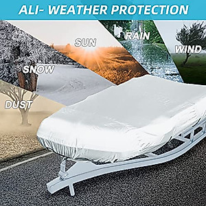 Seapisode 600D Marine Grade Fade and Tear Resistant Dinghy Cover, Heavy Duty Waterproof and Sunproof Inflatable Boat Cover, Silver (10.5'-11.5' Long)