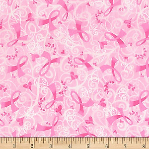 Timeless Treasures Pink Ribbon Breast Cancer Ribbon Pink, Fabric by the Yard