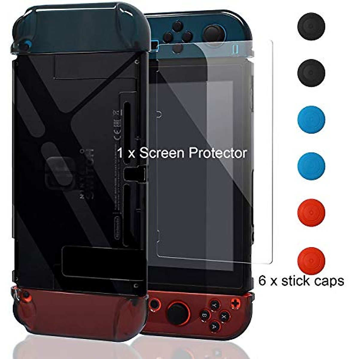 Dockable Case Compatible with Switch Console and Joy-Con Controller, Patterned ( Pomegranate Fruit ) Protective Case Cover with Tempered Glass Screen