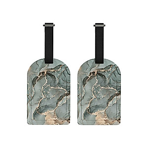 Alcohol Ink Colors Marble Travel Luggage Tag for Adults Bag Tags,2 Pack PU Leather Suitcase Tag Set