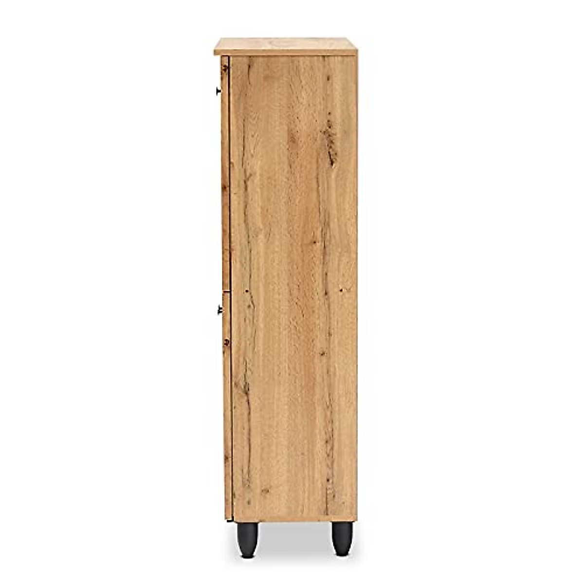 BOWERY HILL Modern Oak Brown Finished Wood 4-Door Shoe Storage Cabinet