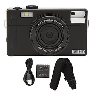 56MP Vlogging Camera, 4K Digital Camera for Photography and Video Pocket Camera with 3.0inch IPS Screen, Dual Screen Camera for Adult Seniors Students Kids Beginner (Black)