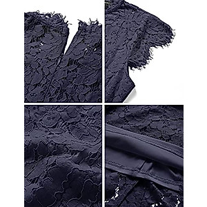 MEROKEETY Women's Sleeveless Lace Floral Elegant Cocktail Dress Crew Neck Knee Length for Party