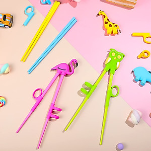 8 Pairs Kids Training Chopsticks Learning Chopstick Helper Children's Learning Chopstick with Auxiliary Device Trainer Chopstick Set Cute Animals Chopsticks for Children Beginners Adults