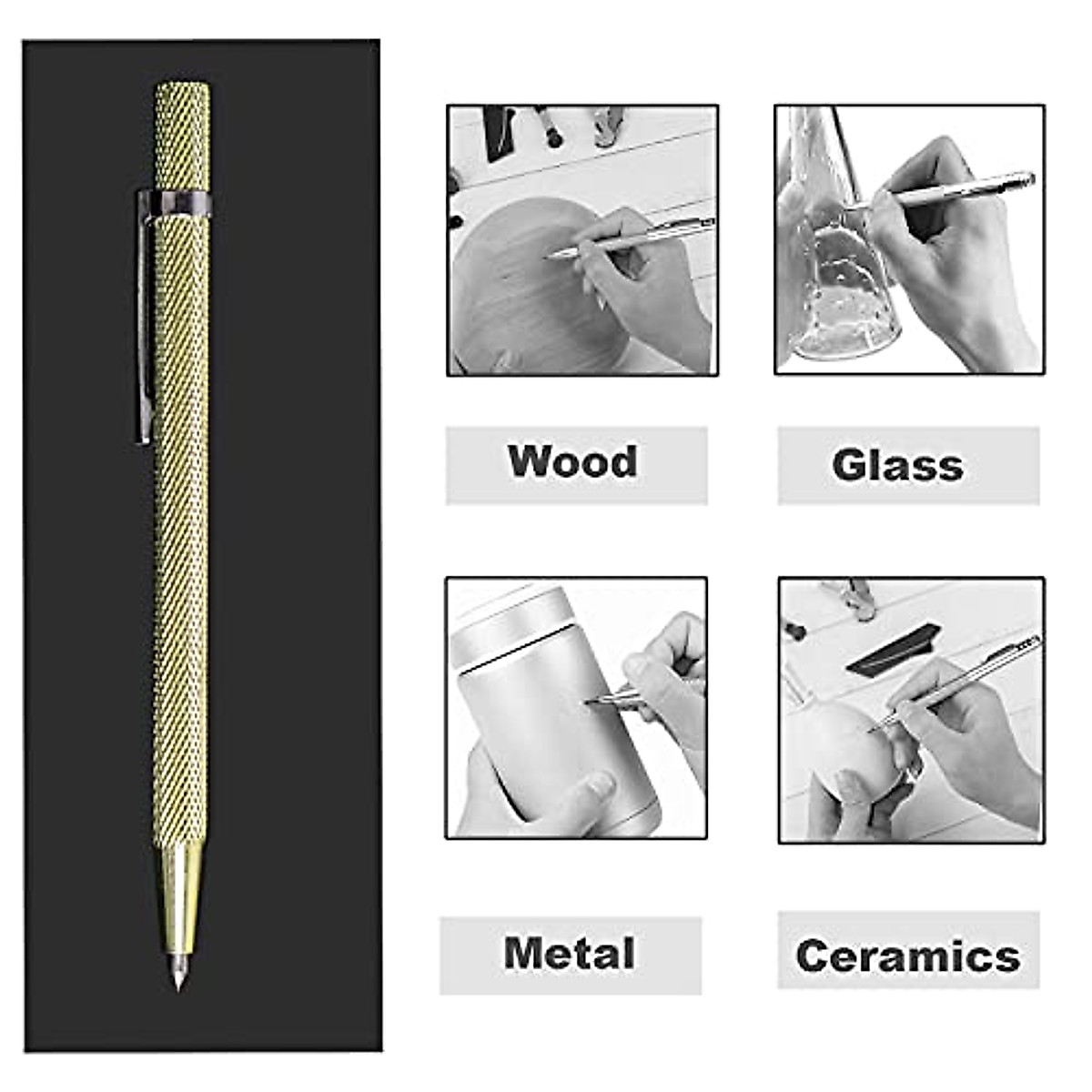VebaCidi Scribe Tool, 2 Pieces Tungsten Carbide Tip Scriber, Engraved Pen for Tile/Glass/Wood/Ceramics/Metal/Gold/Welding