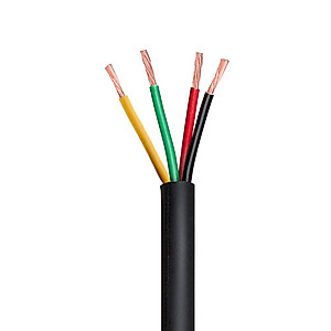 100FT 22 AWG Gauge Wire/Cable RVV 4 Conductor Bare Copper for Video Intercom Cable/Video Door Phone Wire/Alarm Security Burglar Cable Wire,Extension Cord/Lines,Black Outer Jacket