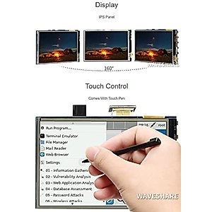 Waveshare Resistive Touch Screen IPS HDMI LCD in 3.5inch Compatible with Raspberry Pi 4B/3B+/3B etc. Series Boards Supports PC
