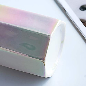 YOSCO Ceramic Desk Pen Holder Stand Cute Pencil Cup Pot Desk Organizer Makeup Brush Holder (Pearl)