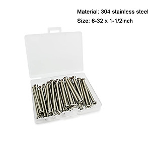 30 Pieces Extra Long Outlet and Device Mounting Screws 6-32 x 1-1/2 Inch Stainless Steel Pan Head Machine Screws Full Thread Truss Head Bolts Screws Drive Tool Accessories