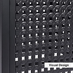 ALUPOM Patio Umbrella Table with 1.6 Inches Hole, Square Metal Patio Bistro Side Table Stand for Pool Garden Backyard,Black