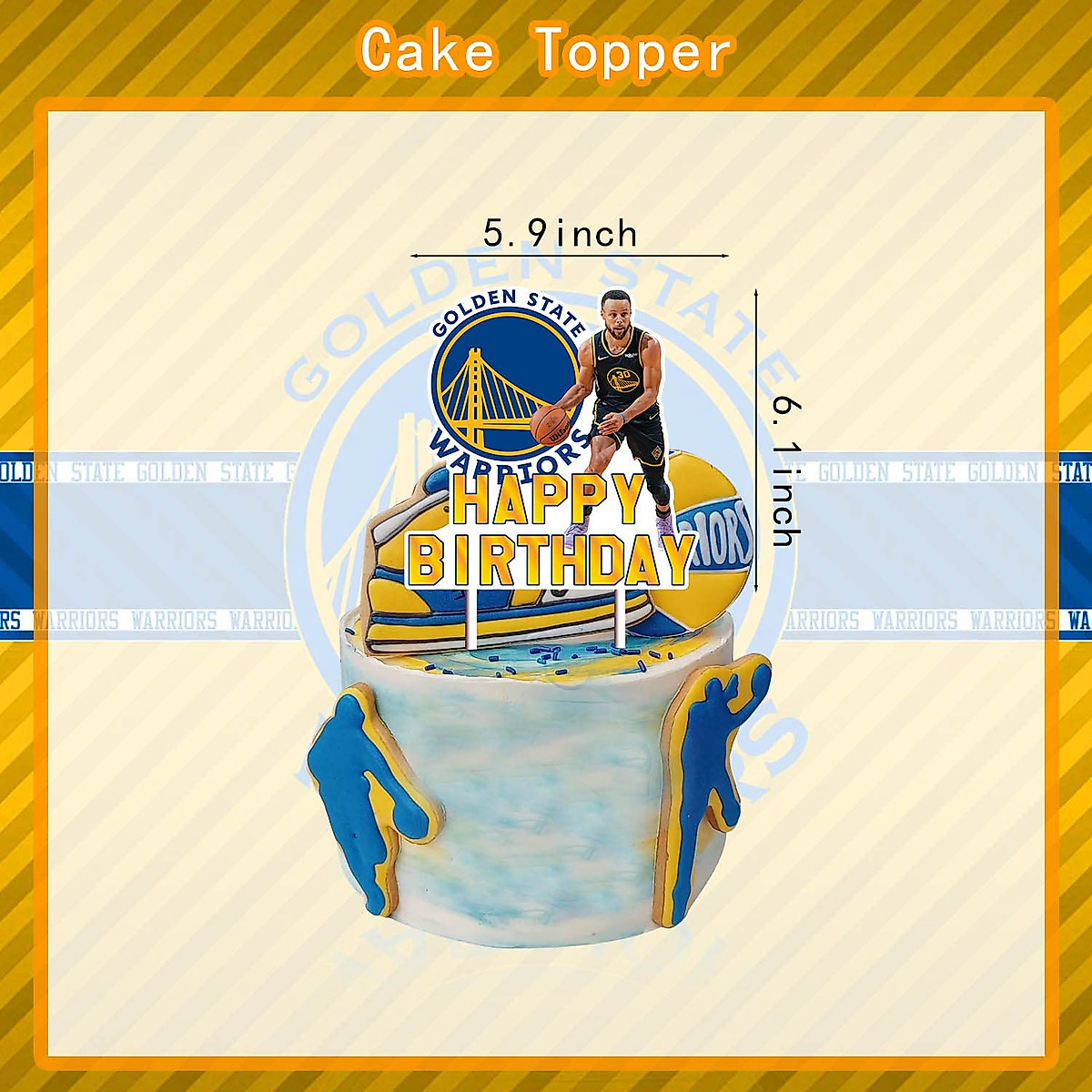 Golden State Warriors Birthday Party Decorations Stephen Curry Birthday Party Supplies Basketball Sports Birthday Party Favors includes Banner Balloons Cupcakes Cake Topper for Boys Girls Kids