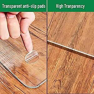 Tempered Glass Chair Mat, 36"×46“, 1/5 Inch Thick Office Chair Mat Carpet & Hardwood Floor, Chair Mats for Carpeted Floor, Chair Mat for Hardwood Floor, Desk Chair Mat, 4 Anti-Slip Pads