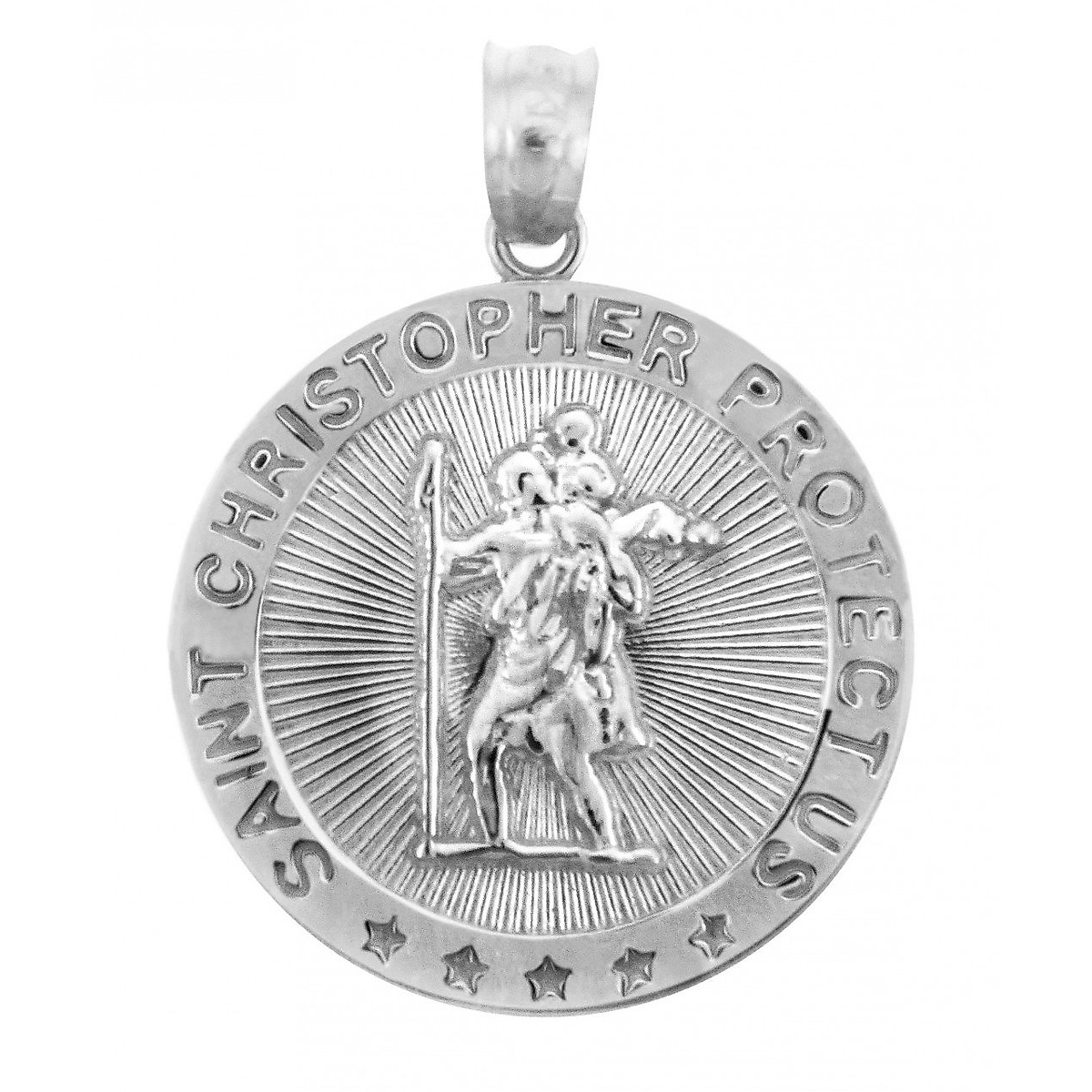 Claddagh Gold 925 Sterling Silver St Christopher Medal Catholic Charm Traveler Protection Pendant