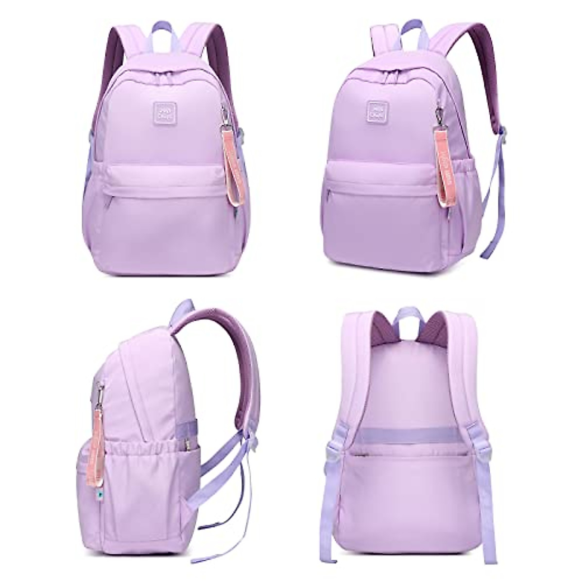 Caran·Y Kids Backpack Girls and Boys Classic School Backpack Light Weight Two Size Multi-pocket L-Purple Suitable for ages 6+ and above（Purple）