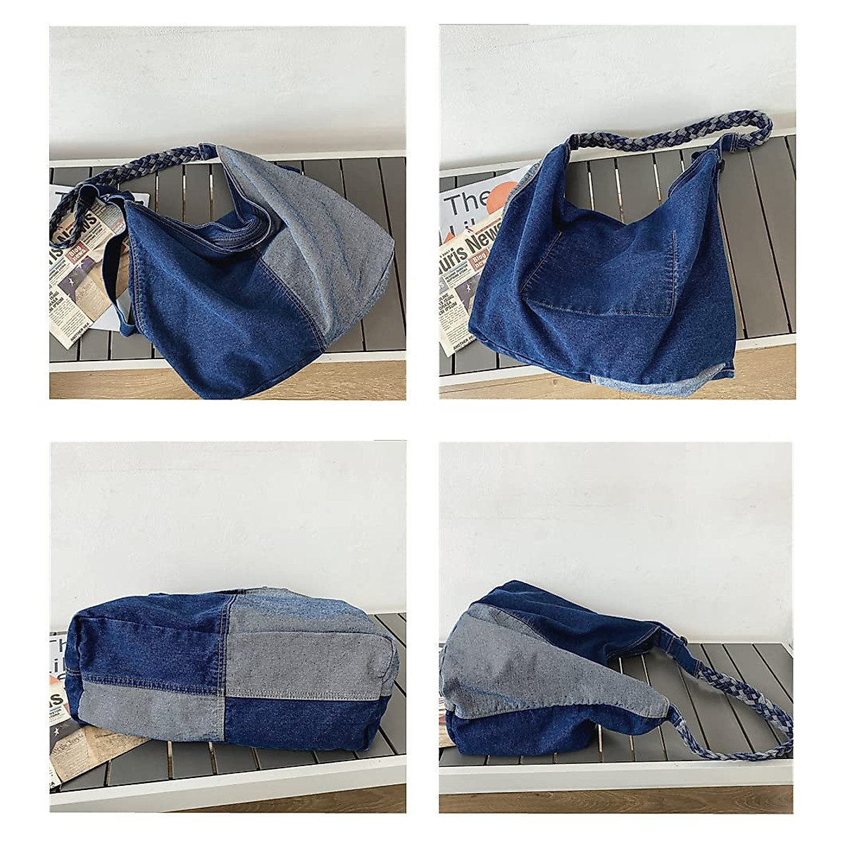 Women Denim Tote Bag Denim Shoulder Bag Hobo Crossbody Handbag Casual School Work Beach Bag(A11)