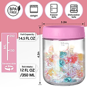 KITCHOP 6 Pack Overnight Oats Containers with Lids, Glass Jars with Lids, Mason Jars with Airtight Lids, Glass Storage Containers for Leftover, Breakfast and Lunch(14.5 oz)