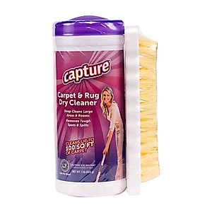 Capture Carpet & Rug Dry Cleaner w/Brush - Dogs & Cats Pet, Home, Car, Carpet Cleaner Powder - Strength Odor Eliminator, Stains Spot Remover, Non Liquid & No Harsh Chemical (1 lb)