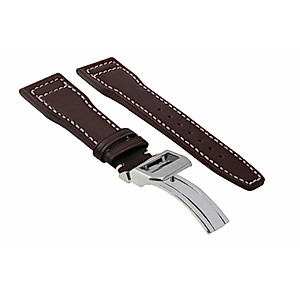 Ewatchparts 23MM LEATHER WATCH STRAP BAND COMPATIBLE WITH IWC PILOT PORTUGUESE TOP GUN SHINY CLASP BROWN