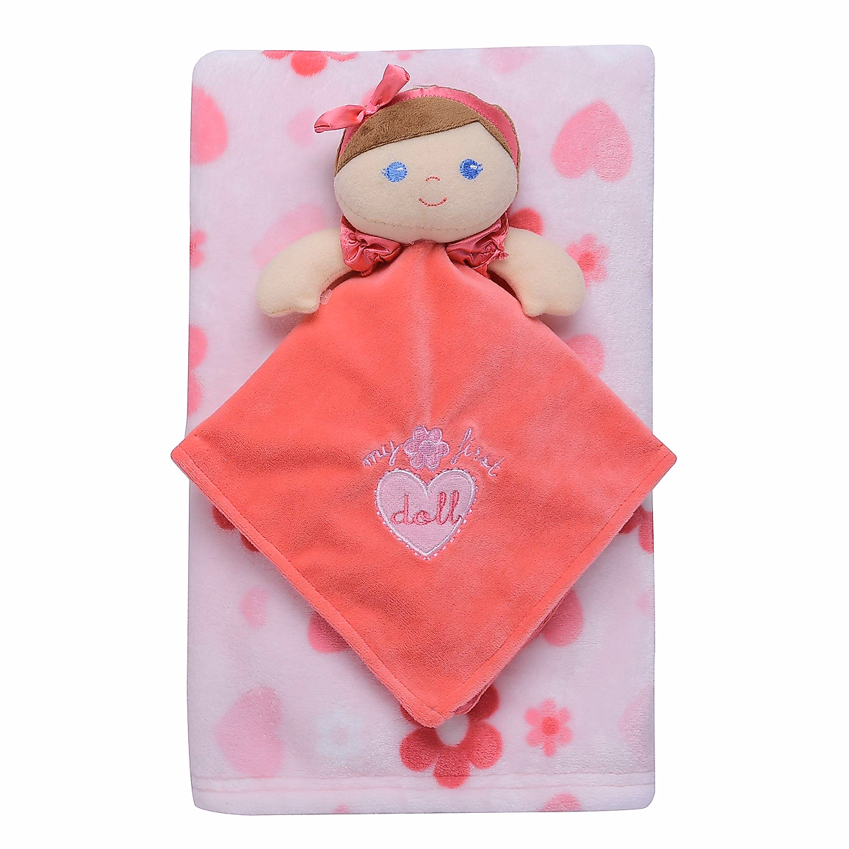 Baby Starters 2-Piece Snuggle Buddy Toy Rattle and Plush Baby Blanket Gift Set for Newborns and New Moms (Pink Dollie, 30"x36")