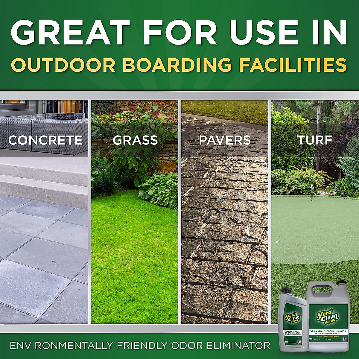 Urine Off Yard Clean Green Yard and Kennel Odor Eliminator | Cat & Dog Urine Off Odor Eliminator | Earth Friendly | Concentrate 20:1 | 32 oz.