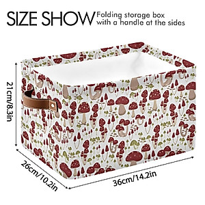 ALAZA Cute Mushroom Foldable Storage Box Storage Basket Organizer Bins with Handles for Shelf Closet Living Room Bedroom Home Office 1 Pack