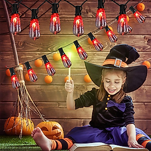 10 Pack Halloween Flicker Flame Replacement Bulbs, ST40 Halloween Bloody Drop Bulbs with Red Flickering Flame for Outdoor String Lights Halloween Party Haunted House, 1W E17 Intermediate Base Bulb
