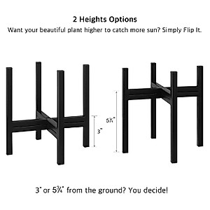 FaithLand Mid Century Plant Stand Indoor Outdoor (EXCLUDING Plant Pot), Metal Planter Stand, Potted Plant Holder, Black, Hold Up to 6.5 Inch Planter