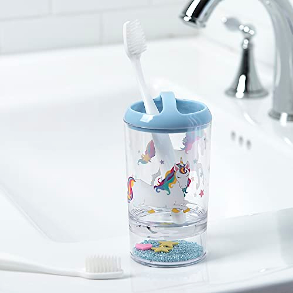 Allure Home Creation Unicorn & Rainbow 4-Piece Plastic Bath Accessory Set