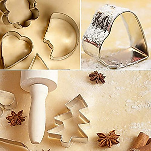 Christmas Cookie Cutters, 10 Pcs 2 Inches Stainless Steel for Xmas/Holiday/Party Supplies/Gifts-Snowflake, Bell, Christmas Tree, Star, Moon, Angle, Heart & More Cookie Cutters Christmas Shapes