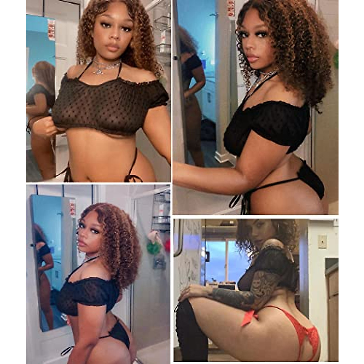 Avidlove Womens Sexy Ruffle Lingerie Set Off Shoulder Baby Doll Teddy Outfit Bra an Pantie Nightie Black S