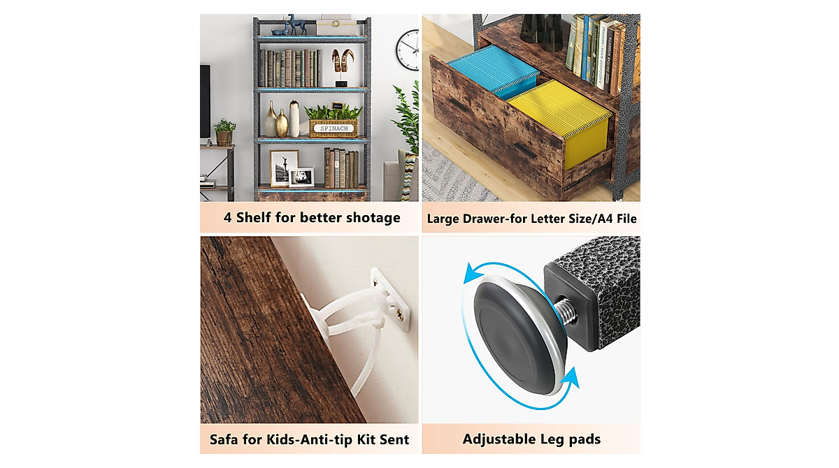 Tribesigns File Cabinet with Drawer - Stylish Storage for Home Office