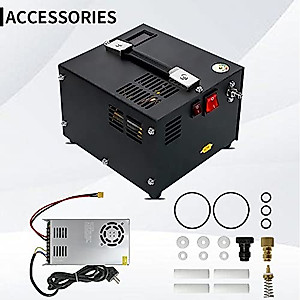 TUXING 4500Psi Portable Pcp Air Compressor,Small air compressor Powered by Car 12V or Home 110V AC,8MM Quick-Connector Compatible for pcp air gun with Water/Oil Separator
