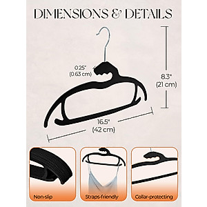 HOUSE DAY Velvet Hangers 60 Pack Black – Heavy Duty Velvet Clothes Hangers - Non Slip Felt Coat and Suit Hangers for Closet - Lightweight Thin Space Saving - Black Hangers