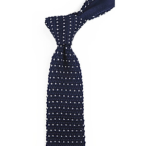 Men Vintage Casual Formal Skinny Knit Tie Navy Blue V Pattern Knitting Narrow Neckties