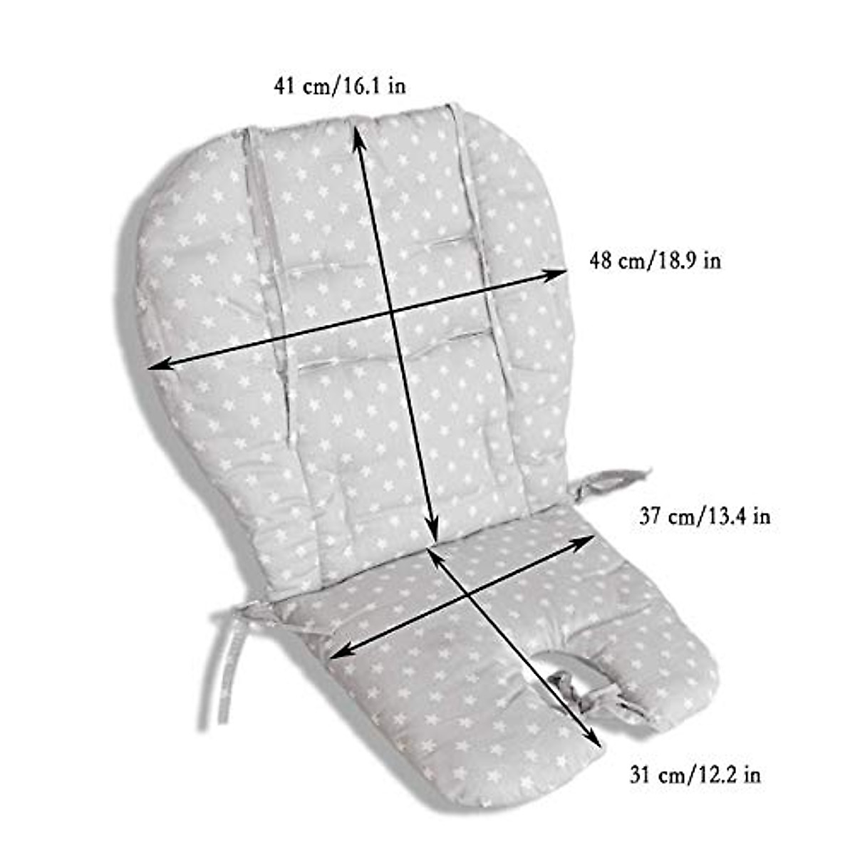 Twoworld High Chair Cushion, Large Thickening Baby High Chair Seat Cushion Liner Mat Pad Cover Breathable Suitable for All Kinds of Baby Dining Chairs (Fashion Gray Star)