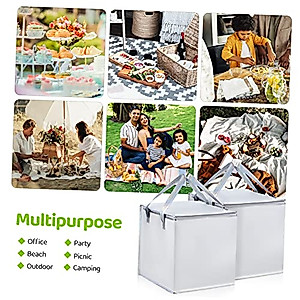 COLLBATH 2 Pcs Insulation Food Transport Portable Food Warmer Insulated Food Large Grocery Zippered Top Insulated Food Carrier Cooler Aluminum Non-woven Fabric