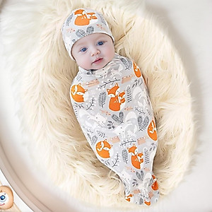 Galabloomer Newborn Swaddle Blanket with Beanie Set Baby Boy Receiving Blanket Gold Arrow