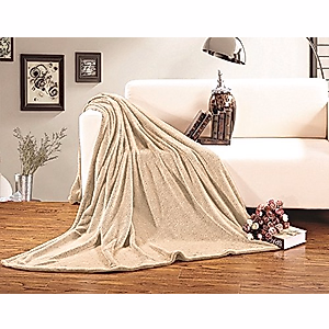 Elegant Comfort Luxury Velvety Softness Fuzzy Plush Micro-Velour Ultra-Soft Blanket, King/California King, Cream-Beige