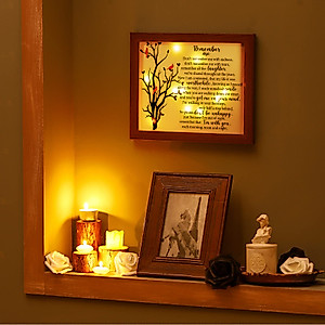 Gerrii Sympathy Gifts Red Cardinal Memorial Bereavement LED Memorial Gifts for Loss of Love One Wooden Shadow Box 10'' x 8'' in Poem and LED Light for Funeral Bereavement(Retro Style)