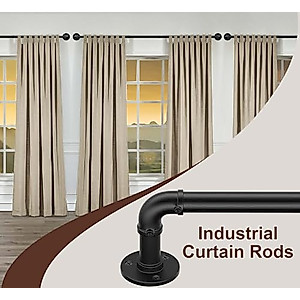 Higswor Blackout Curtain Rod : Industrial Curtain Rods 2 Pack Wrap Around Curtain Rods for Windows 28 to 48 inch Rustic Outdoor Curtain Rod for Bedroom Patio Farmhouse Matte Black Curtain Rod