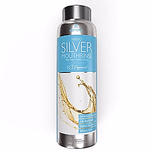 Dentist Formulated Nano Silver Xylitol Mouthwash with Calcium, PH Balanced, Enamel Strengthening Oral Rinse Alcohol and Fluoride Free (Peppermint)
