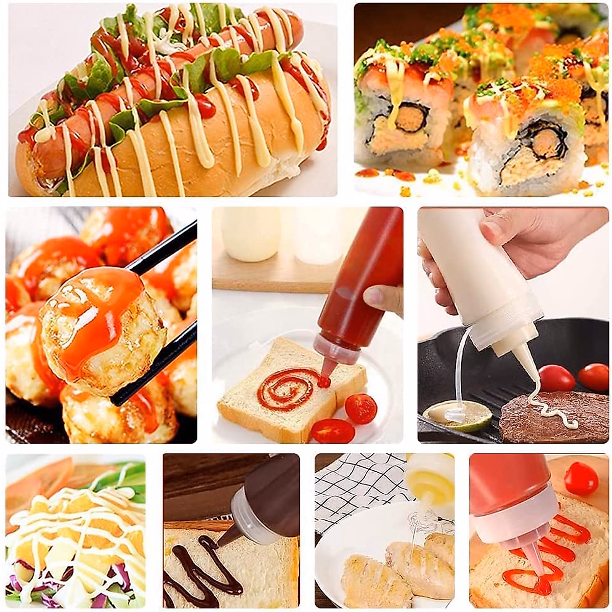 LNJBABAO 2 Pcs 8oz Plastic Squeeze Condiment Bottles Sauce Bottles 8oz Seasoning Dispensers 250ml Squeeze Condiment Bottles for Condiments Ketchup Syrup BBQ Sauce Mustard Salad Dressing