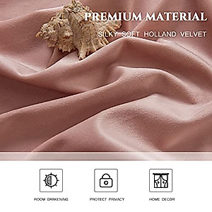 Tony's collection Blush Velvet Curtains 96 inches Super Soft Nursery Decor Room Darkening Curtains Privacy Protect Velvet Drapes for Kids Room/Slid Glass Door(52x95 Inch, Blush, 2 Panels)