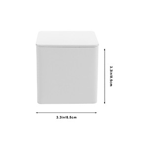 EXCEART 4pcs Metal Tea and Tin Set Airtight Square Canisters with Lids Containers for Coffee Loose Tea Candy or Spices Seasoning Storage White