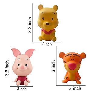 MEMOVAN Winnie The Pooh Cake Topper, Pooh Bear Cake Topper Cupcake Topper, Winnie Characters Toys Mini Figurines Collection Playset, Pooh Cake Decoration for Kids Birthday Baby Shower Party Supplies
