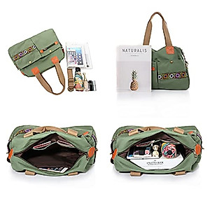 Women's Canvas Vintage Shoulder Bag Hobo Daily Purse Large Tote Shopper Handbag boho crossbody bag Medium Large (#68 green)